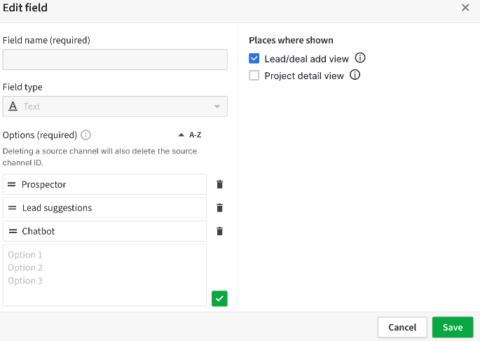 Lead source in deals - Knowledge Base | Pipedrive